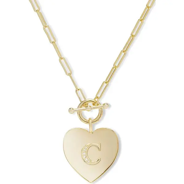 Melinda Maria Love Letters Initial Heart Medallion Necklace - Gold C