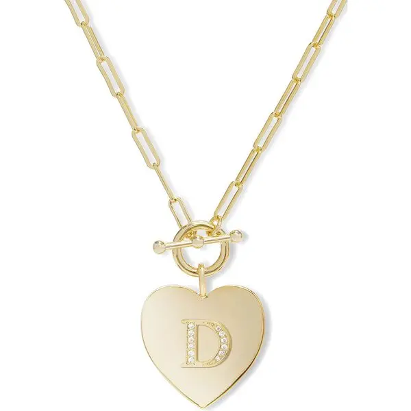 Melinda Maria Love Letters Initial Heart Medallion Necklace - Gold D