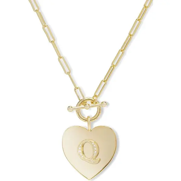 Melinda Maria Love Letters Initial Heart Medallion Necklace - Gold Q