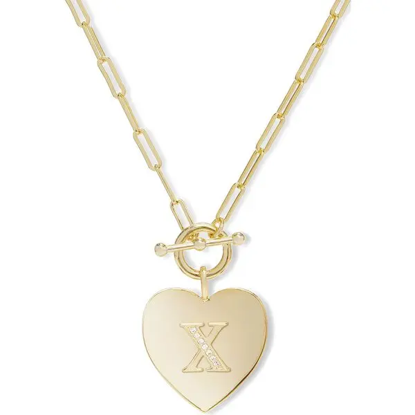 Melinda Maria Love Letters Initial Heart Medallion Necklace - Gold X