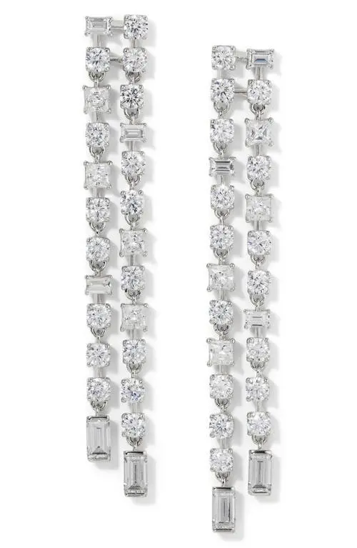 Nadri Delphine Cubic Zirconia Drop Earrings - Rhodium
