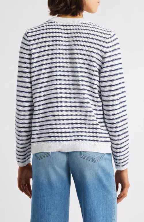 BEACHLUNCHLOUNGE Piera Stripe Cardigan - Navy/ White Linen