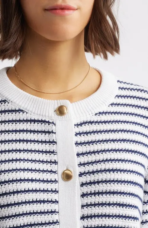 BEACHLUNCHLOUNGE Piera Stripe Cardigan - Navy/ White Linen