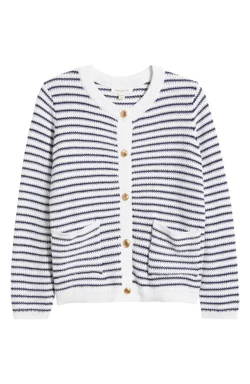 BEACHLUNCHLOUNGE Piera Stripe Cardigan - Navy/ White Linen