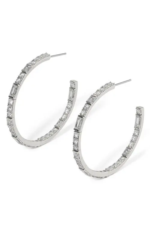Nadri Delphine Cubic Zirconia Hoop Earrings - Rhodium