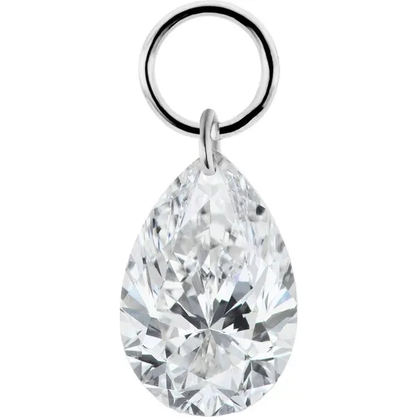 MARIA TASH Pear Diamond Floating Charm - White Gold
