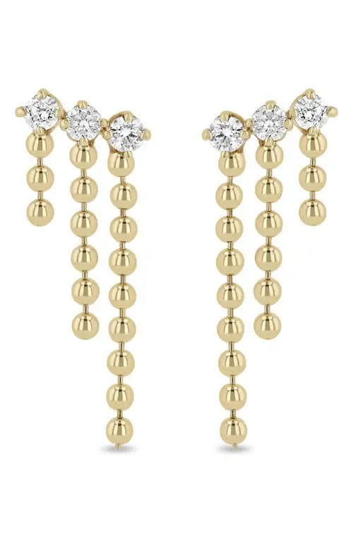 Zoe Chicco Diamond Beaded Drop Earrings - 14k Yellow Gold