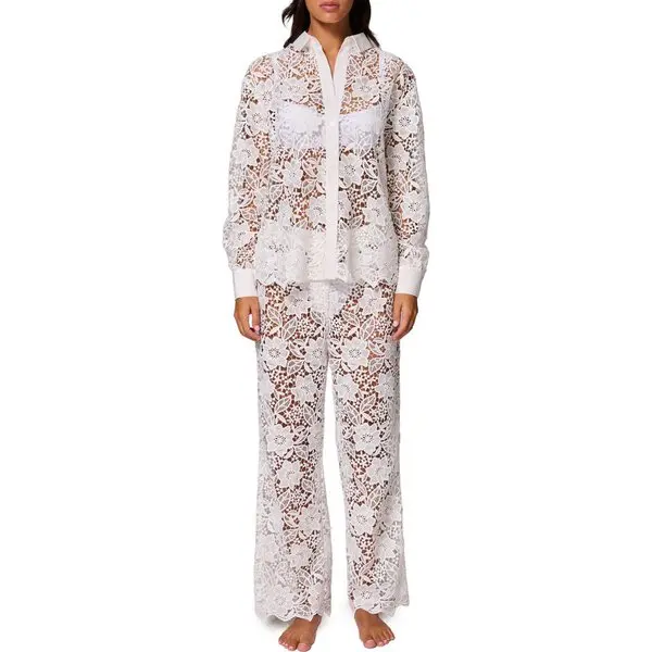Simone Perele Louison Lace Wide Leg Pants - White