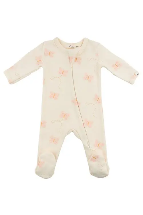 OH BABY! Mini Butterflies Footie - Milk