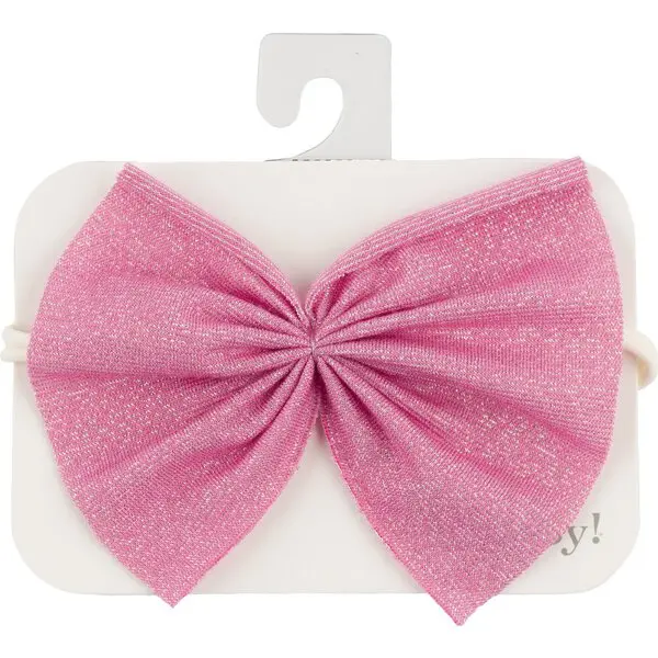OH BABY! Sparkle Gathered Bow Headband - Bright Pink