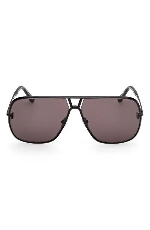 TOM FORD Stavros Navigator Sunglasses - Shiny Black / Smoke Lenses