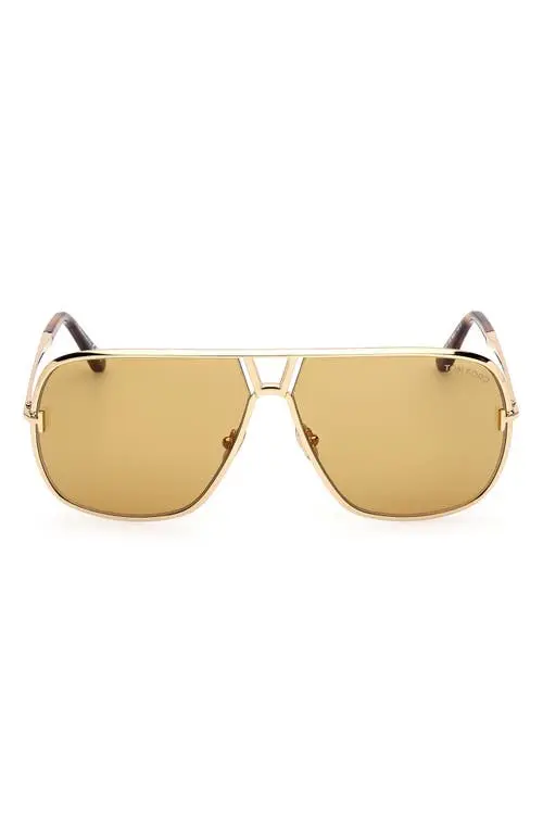 TOM FORD Stavros Navigator Sunglasses - Shiny Gold / Classic Havana