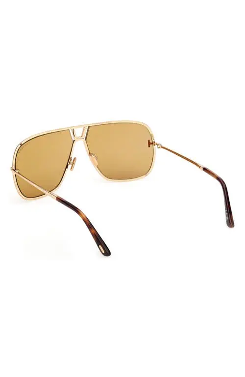 TOM FORD Stavros Navigator Sunglasses - Shiny Gold / Classic Havana