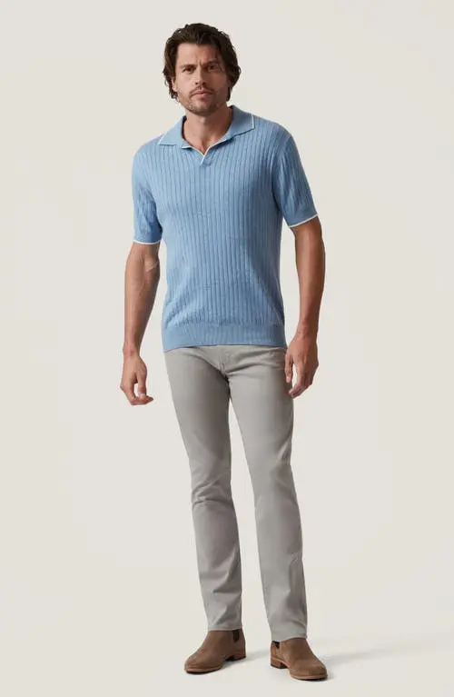 34 Heritage Rib Short Sleeve Polo Sweater - Blue