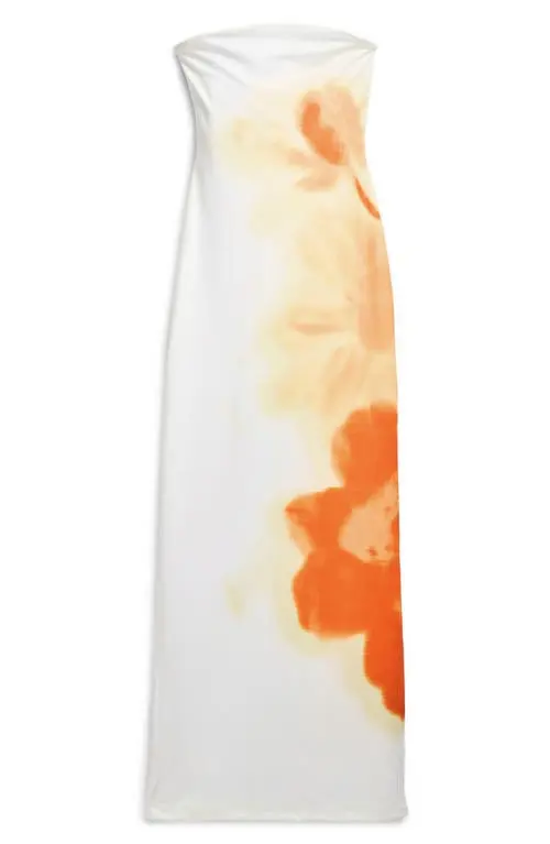 Desigual Abstract Placed Floral Strapless Maxi Dress - Light Beige