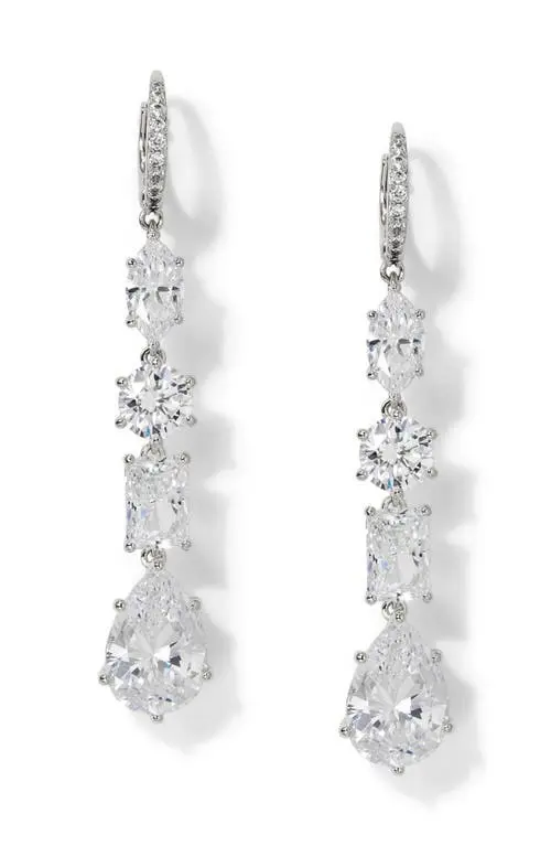 Nadri Beatrix Zirconia Drop Earrings - Rhodium