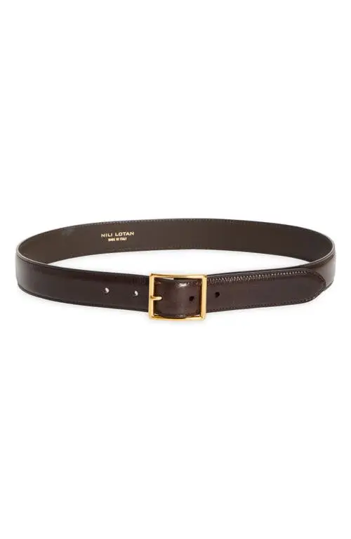 NILI LOTAN Gabriele Leather Belt - Espresso W Antique Gold Buckle