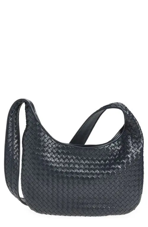 Bottega Veneta Intrecciato Leather Hobo Bag - Midnight/silver