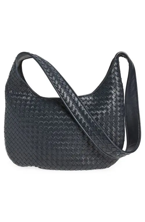 Bottega Veneta Intrecciato Leather Hobo Bag - Midnight/silver
