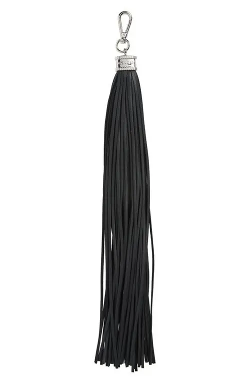 Alexander McQueen Leather Tassel Bag Charm - Black/ Silver
