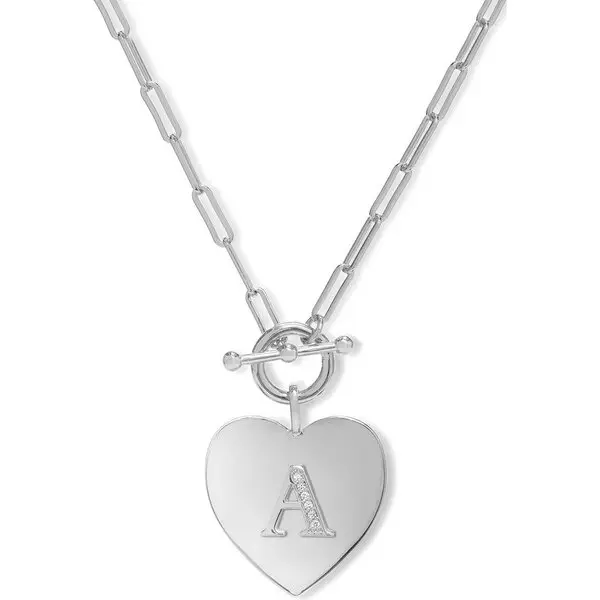 Melinda Maria Love Letters Initial Heart Medallion Necklace - Silver A