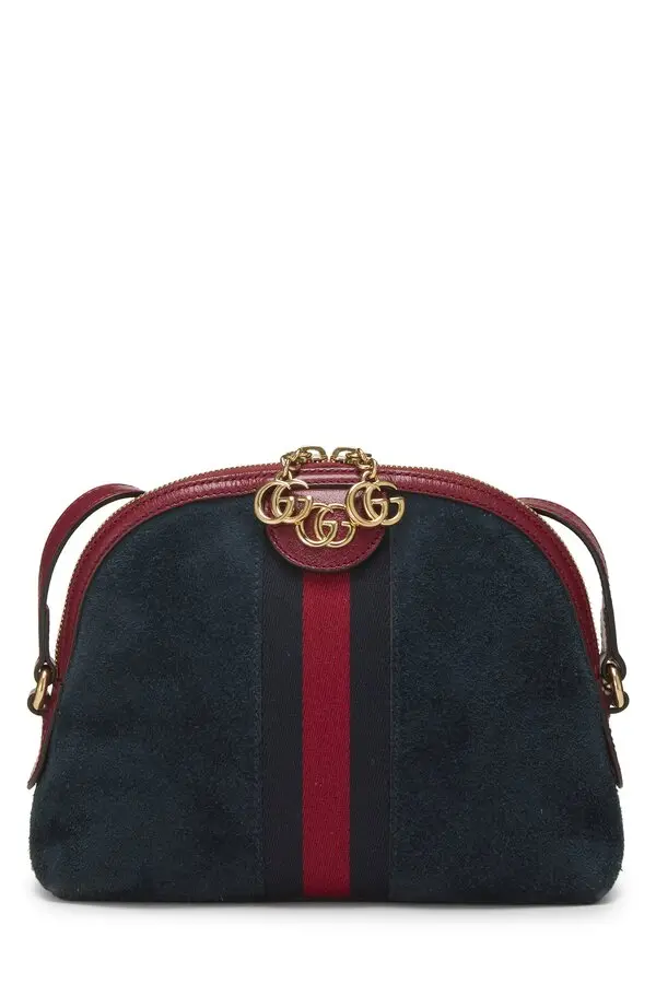 Gucci Ophidia Suede Shoulder Bag - Navy