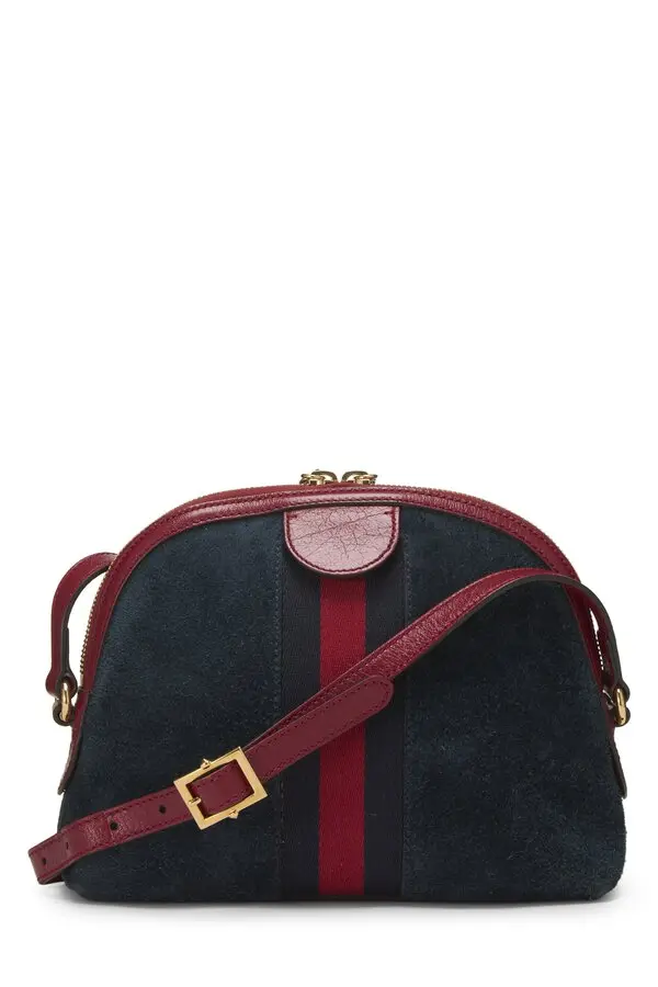 Gucci Ophidia Suede Shoulder Bag - Navy