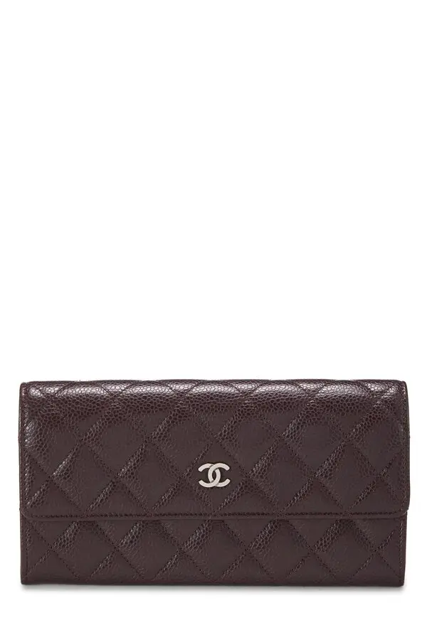 Chanel Caviar Classic Long Flap Wallet - Burgundy