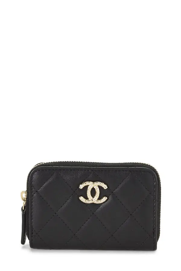 Chanel Lambskin Zip Around Coin Purse - Black