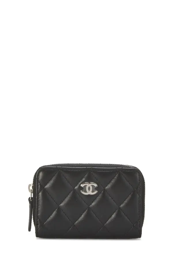 Chanel Lambskin Zip Around Coin Purse - Black