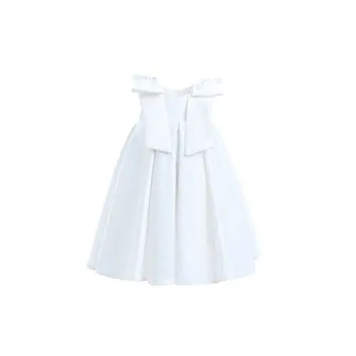 TULLEEN Palermo Satin Bow Pleated Dress - White
