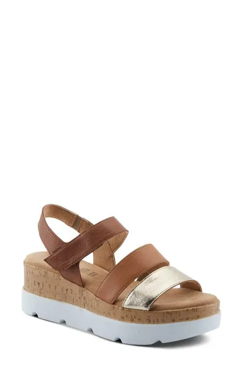 SPRING STEP SHOES Acey Wedge Platform Sandal - Brown Multi
