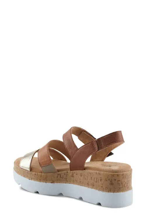 SPRING STEP SHOES Acey Wedge Platform Sandal - Brown Multi