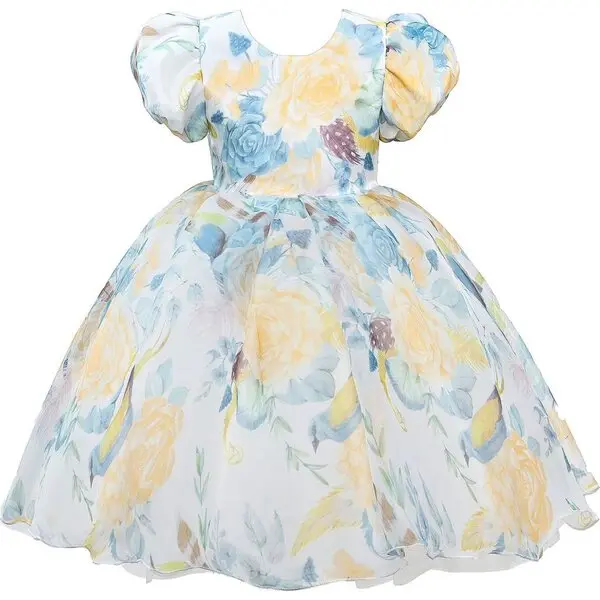 TULLEEN Chablis Floral Organza Dress - Blue