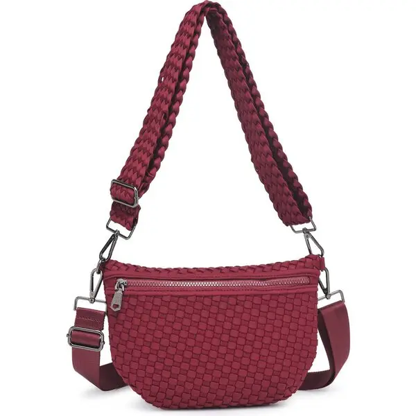 SOL AND SELENE Ethereal Woven Neoprene Crossbody Bag - Wine