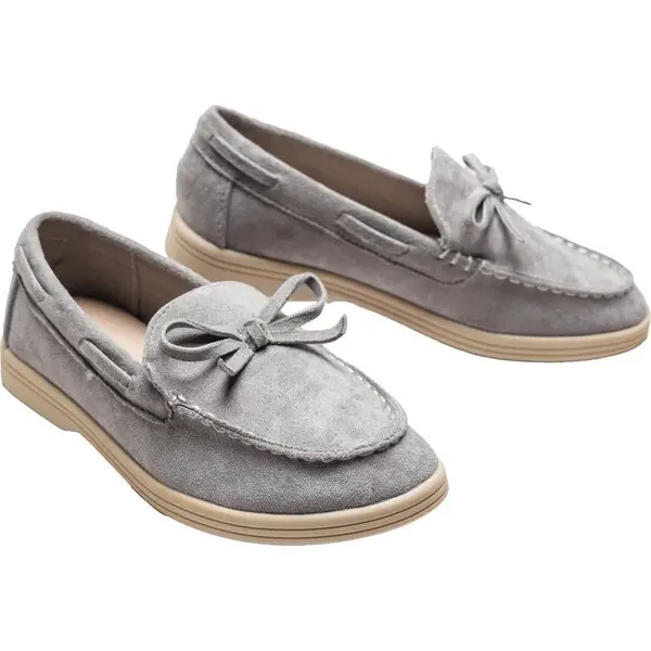 MOUSTACHE Suede Moccasin Loafers - Gray