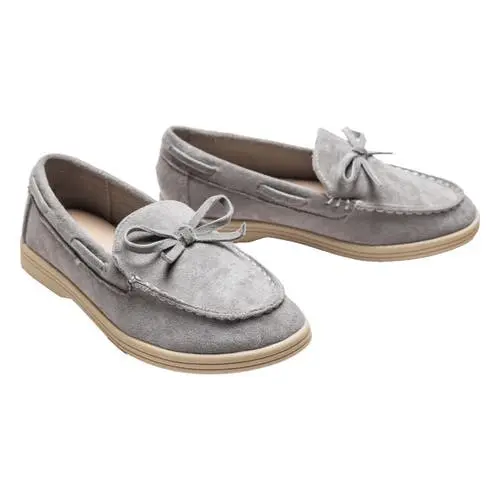 MOUSTACHE Suede Moccasin Loafers - Gray