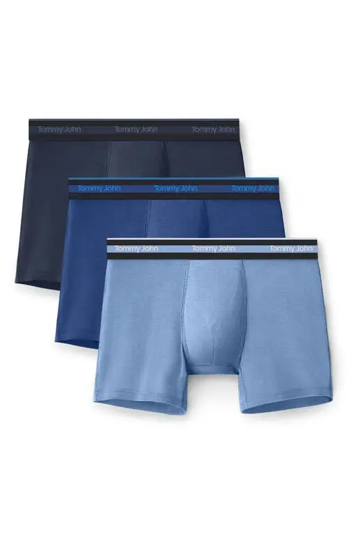Tommy John 3-pack Comfort Micro 4-inch Boxer Briefs - Dress Blues/blue Quartz/dutch Canal