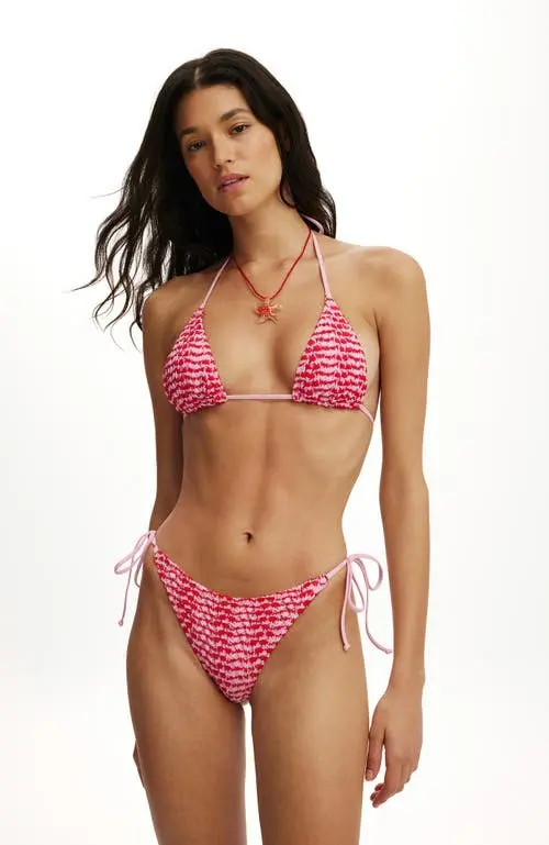 Cotton:on Micro Crochet Slider Triangle Bikini Top - Spicy Red Bon Bon Pink