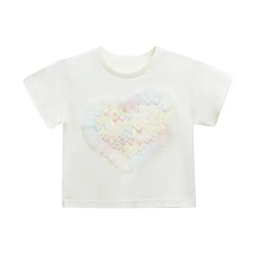 MIMI TUTU Rainbow Heart Applique T-shirt