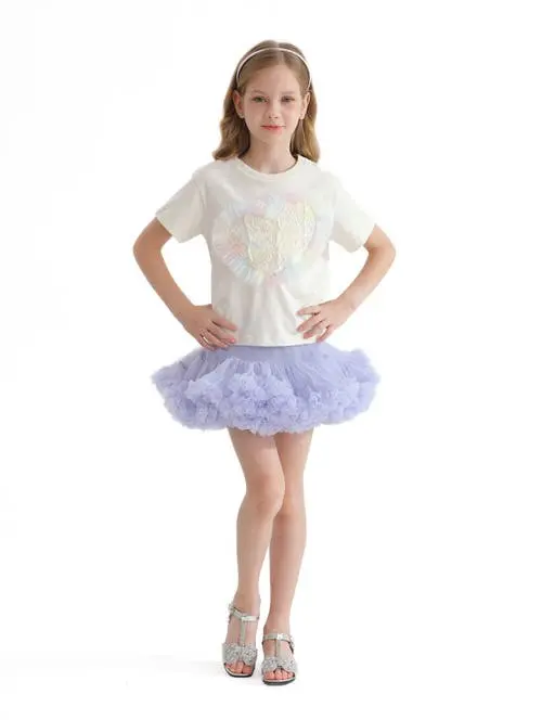 MIMI TUTU Rainbow Heart Applique T-shirt