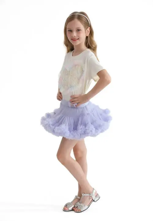 MIMI TUTU Rainbow Heart Applique T-shirt