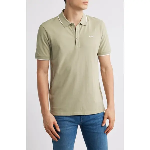 Hugo Dino Tipped Polo - Open Green