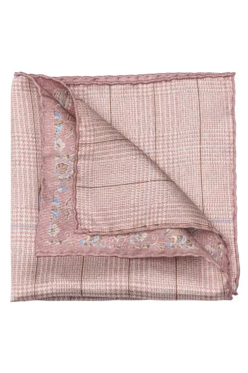 ELIZABETTA Enzodouble Sided Silk Pocket Square For - Pink