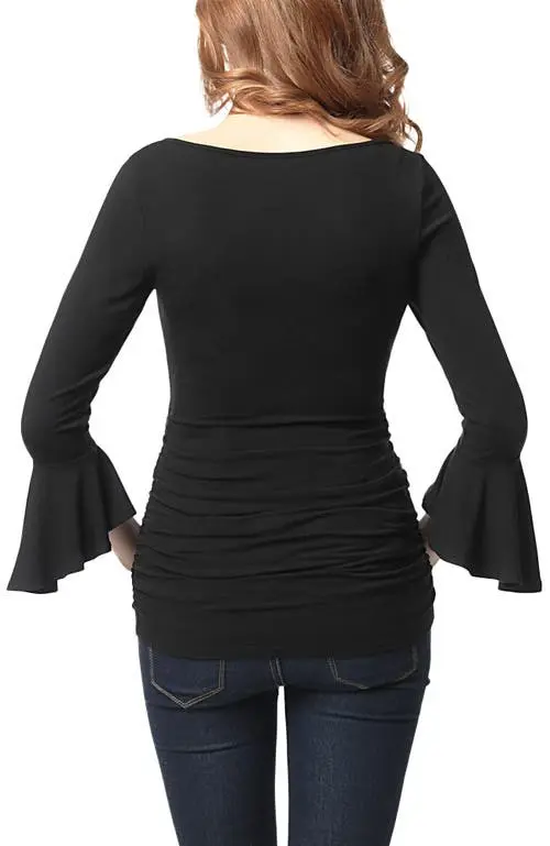 KIMI + KAI Andrea Maternity Ruched Top - Black