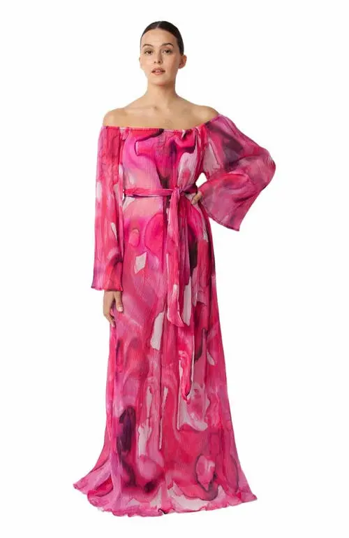 VILLA FRESCA Malia Pleated Maxi Dress - Fuchsia Ink