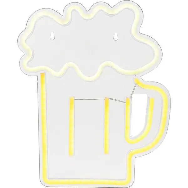 NORTHLIGHT Led Beer Mug Neon Lighted Wall Art13 - Yellow
