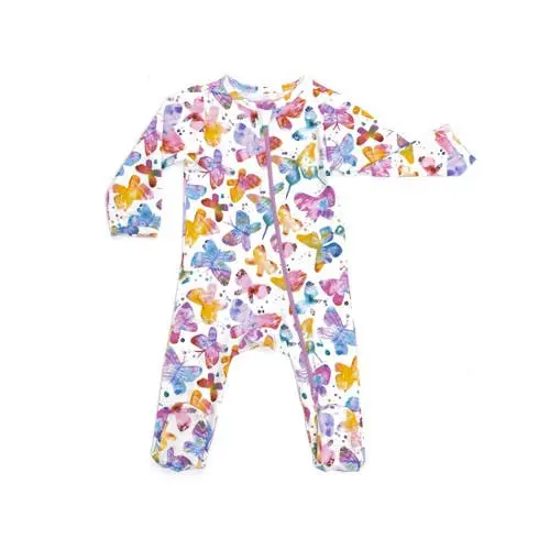 NORANI Organic Cotton Zip Footie - Butterflies