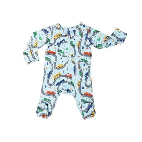 NORANI Organic Cotton Zip Footie - Cars