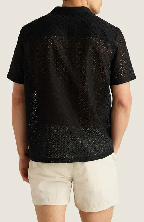 AUTO-REPLY™ Alex Raschel Open Knit Camp Shirt - Black